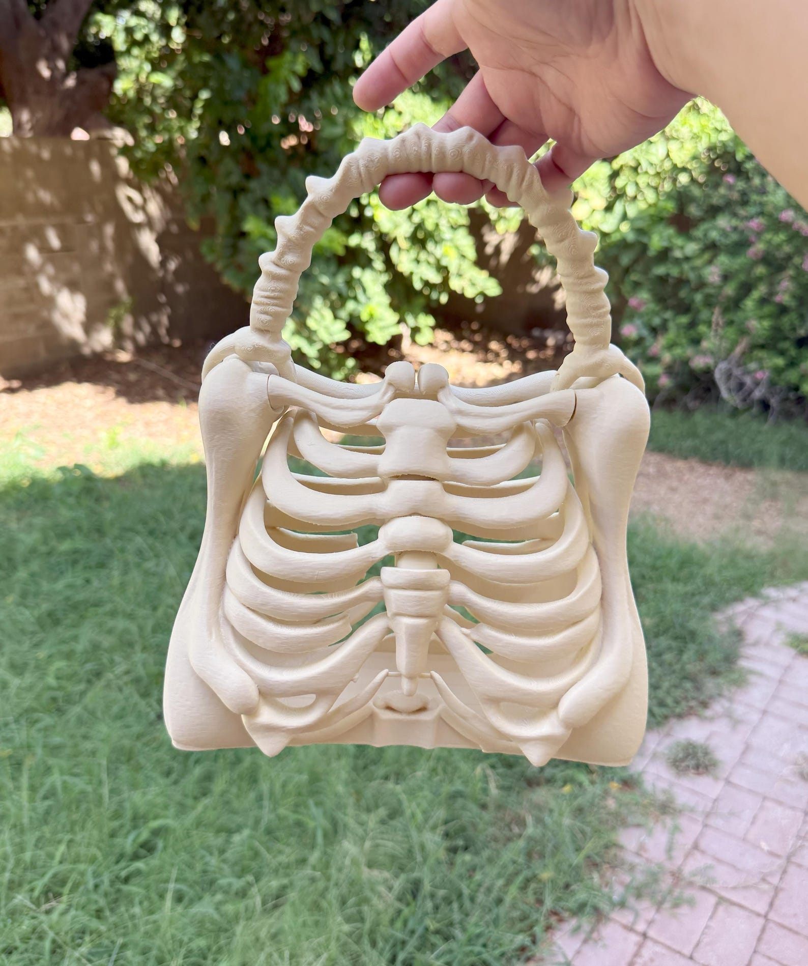 3D Printed Skull Bag – Skeleton Rib Cage Purse – Gothic Bone Handbag ...