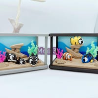 3D Printed Fish Tank With Toy Fish Set: Pretend Play Desk Decor - Etsy