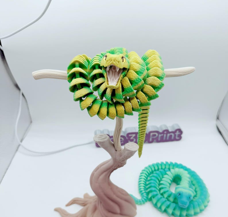 3D Printed Articulated Green Tree Python Toy - 29" Fidget Snake - Etsy