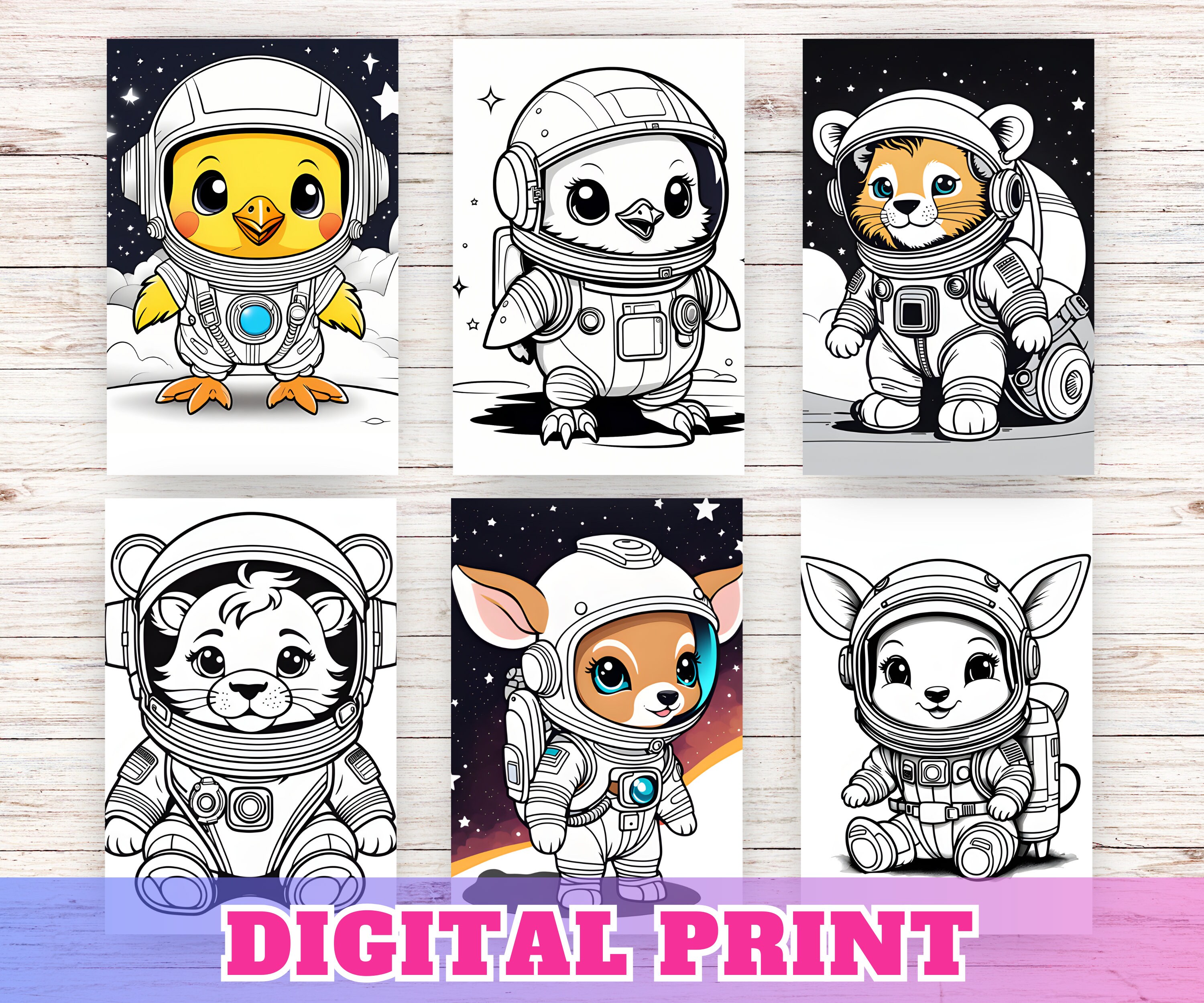 25 Baby Animals V1 Cute Animal Coloring Page Book, Adults Kids Instant ...