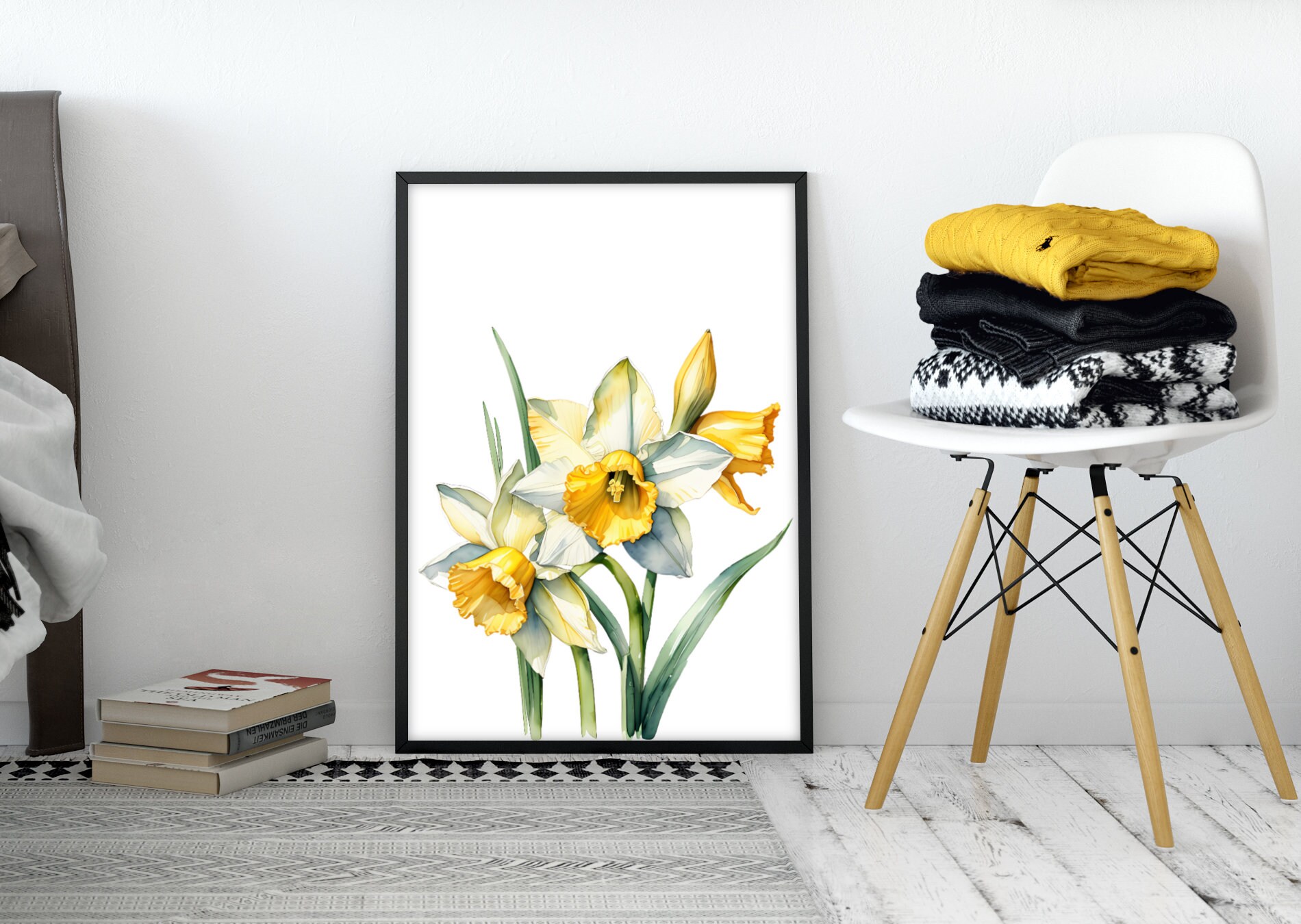 Set of 3 Colorful Daffodil Flower Watercolor Prints, Digital Download ...