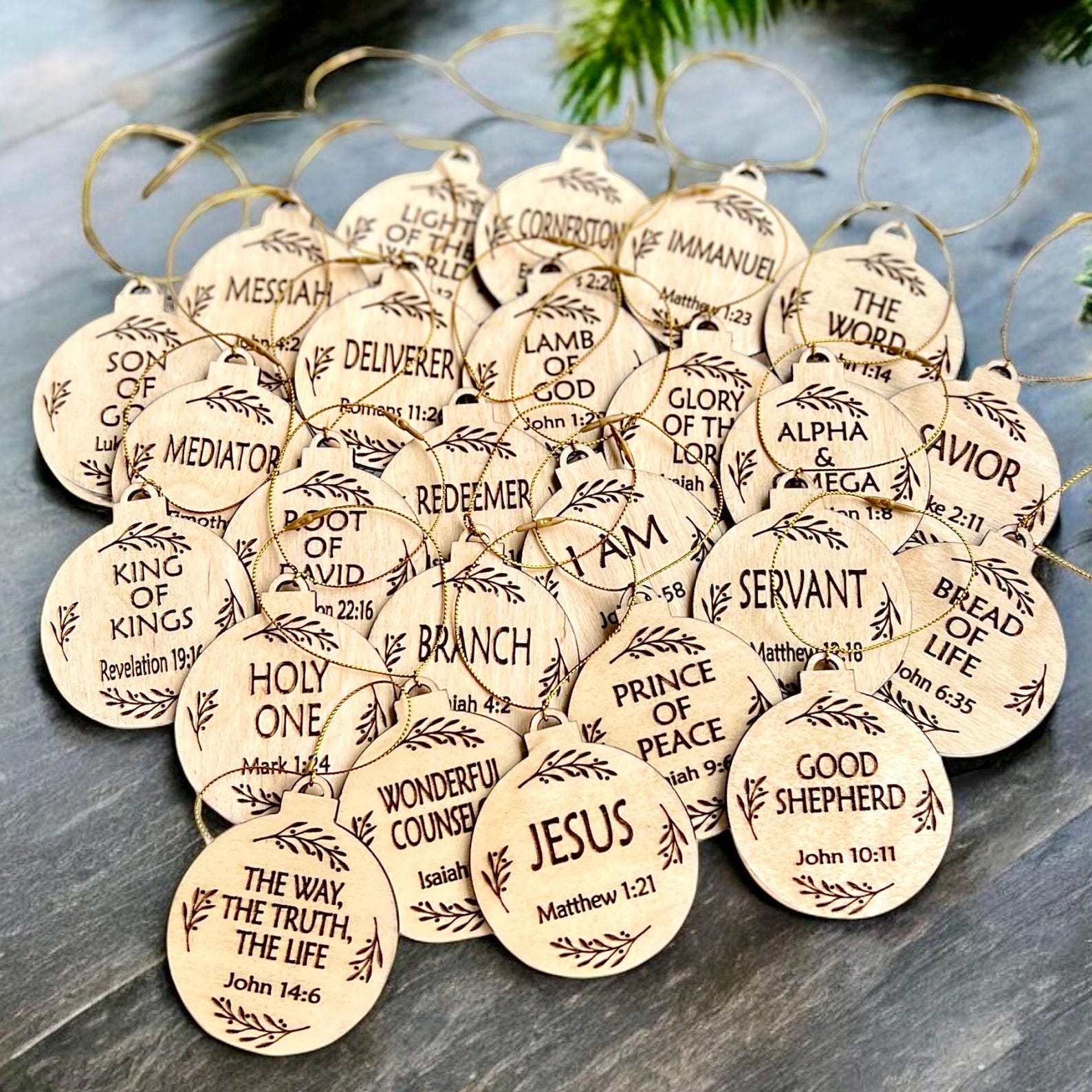 Christian Faith Based Ornaments Christmas Decor Handcrafted Bible Verse ...