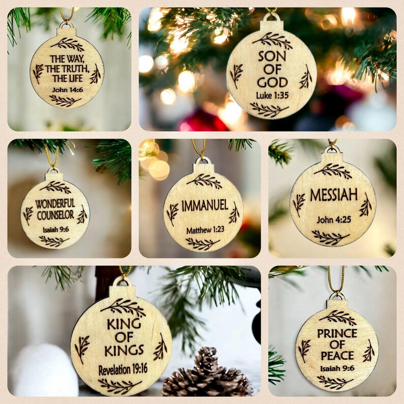 Christian Faith Based Ornaments Christmas Decor Handcrafted Bible Verse ...
