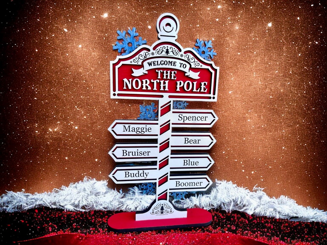 North Pole Family Sign, Custom Christmas Decor, Holiday Mantel Decor ...