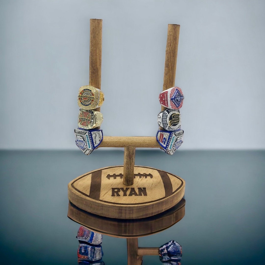 Football Stacked Ring Holder, Goal Post Ring Holder, Championship Ring ...