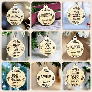 Christian Faith Based Ornaments Christmas Decor Handcrafted Bible Verse ...