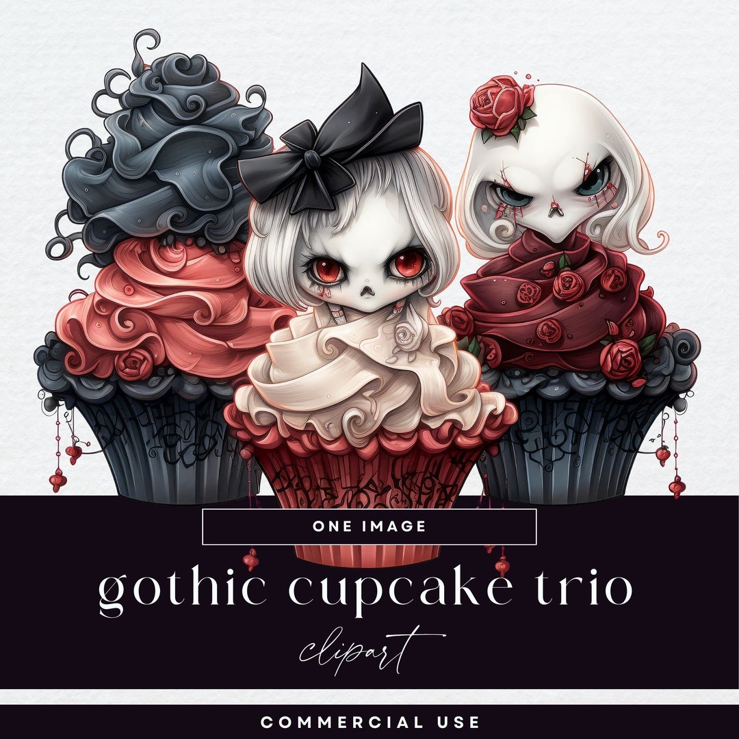 Gothic Cupcake Clipart, Transparent PNG, Spooky Birthday Invitation ...