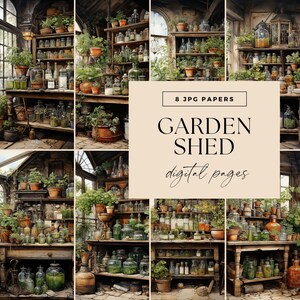 Garden Shed Digital Papers, INSTANT DOWNLOAD, Potting Bench Jpg 300 Dpi ...