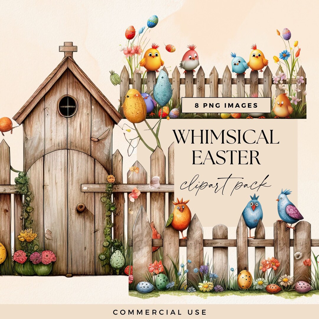 Whimsical Easter Clipart, Transparent PNG, Bright Quirky Bunny Egg Art ...