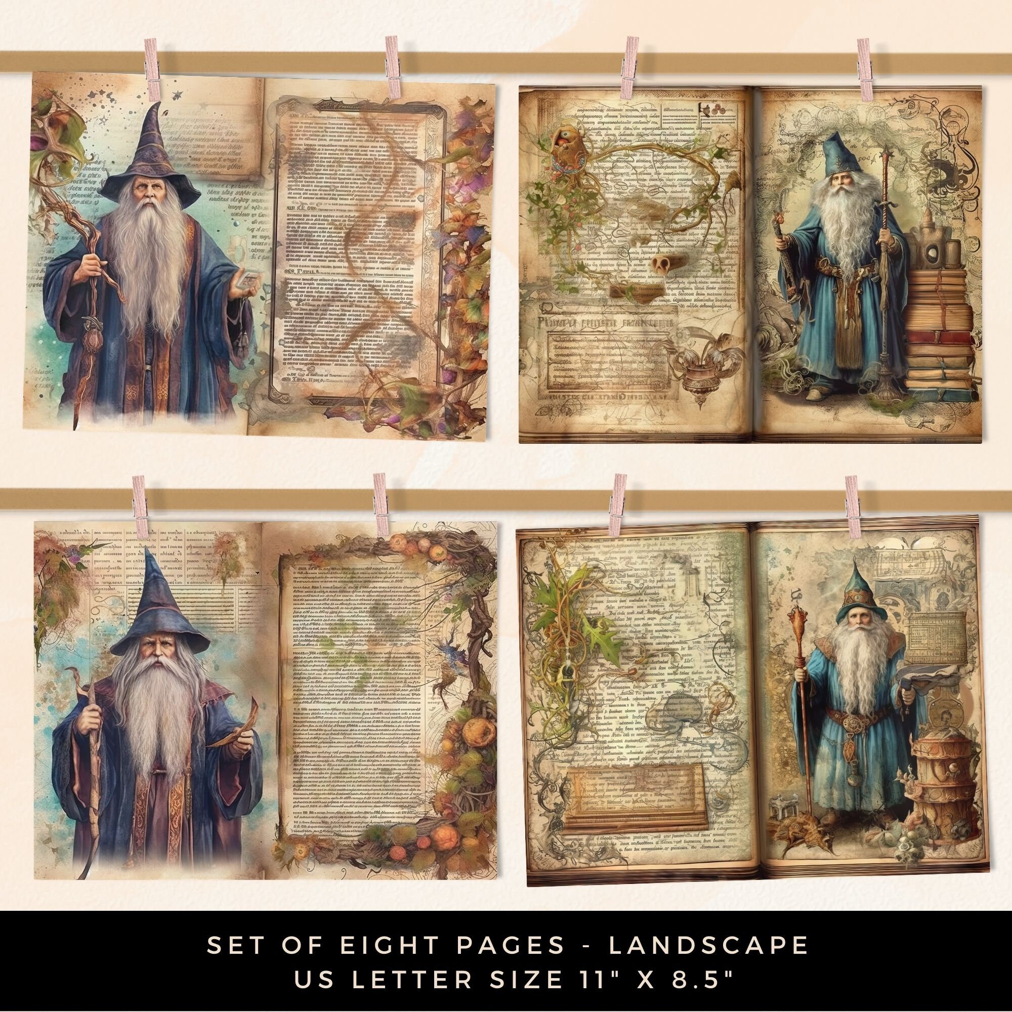 Wizard Junk Journal Page, Magical Digital Pages, Digital DOWNLOAD ...