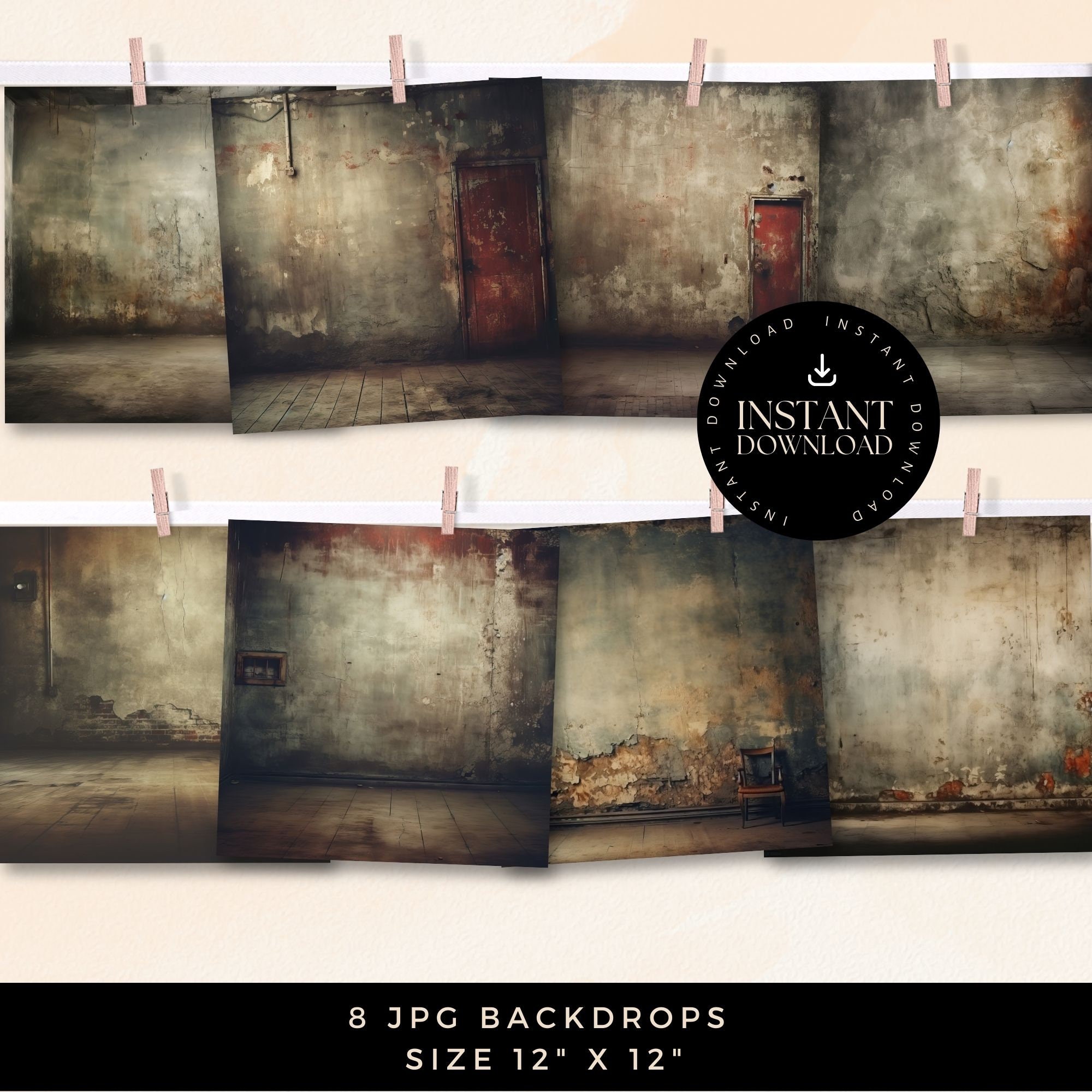 Grunge Studio Backdrop, Old Wall Digital Background, Urban Overlay ...
