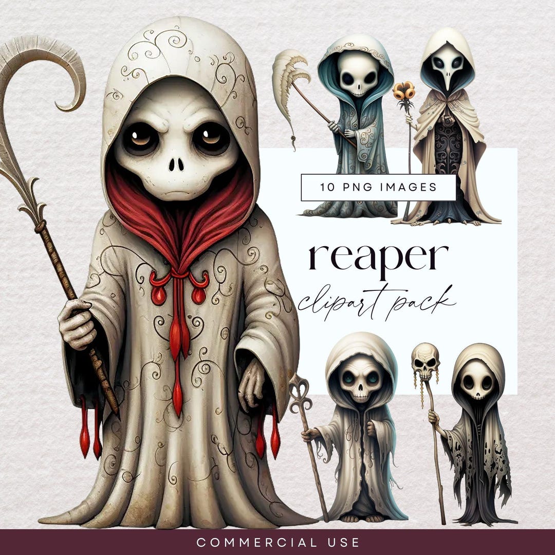 Grim Reaper Clipart, Transparent PNG, Skeleton Clip Art, Spooky Junk ...
