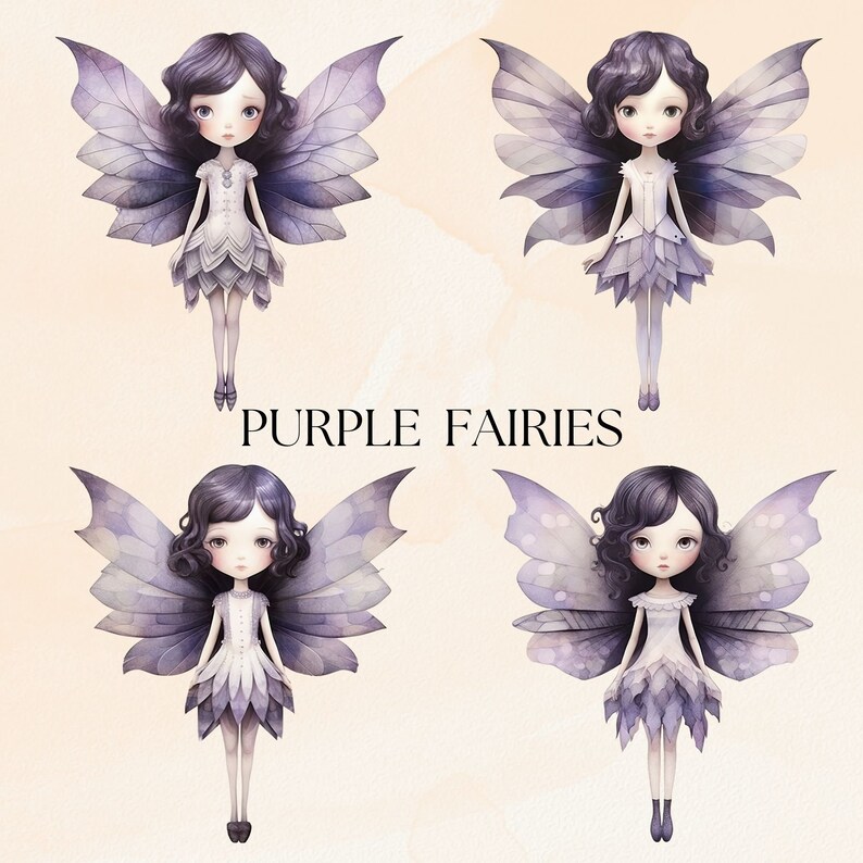 Purple Fairies Clip Art Clipart Pack, Transparent Pngs, Watercolour ...