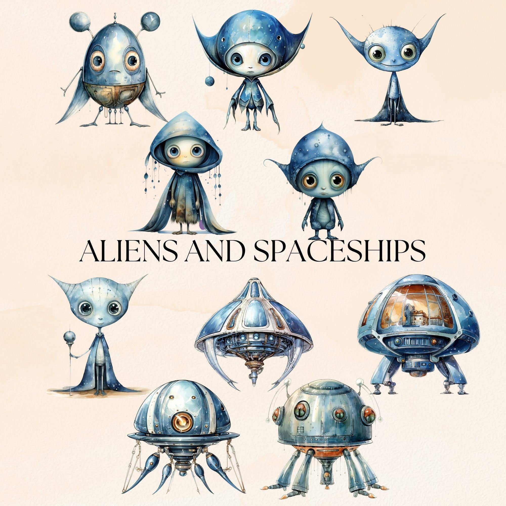 Ufo Alien Clipart Pack, Spaceship Clip Art, Transparent Pngs, Outer ...