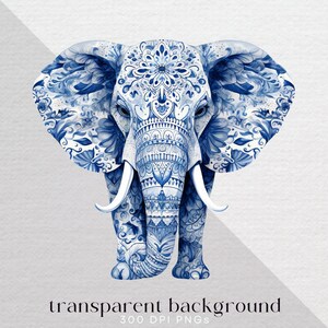 Blue Toile Clipart, Elephant Clip Art, Transparent PNG, Safari Animal ...