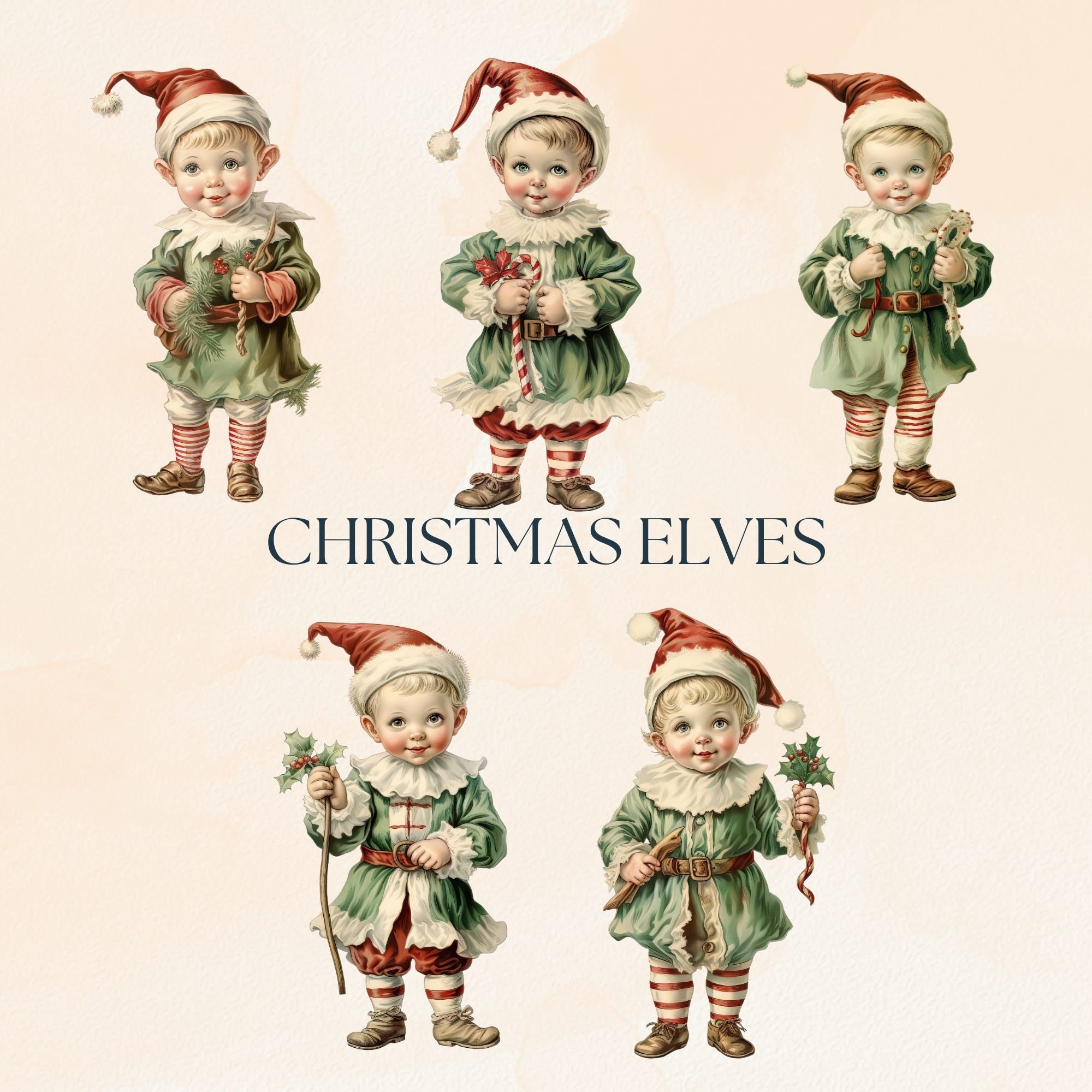 Cute Christmas Elves Clipart Png, Xmas Elf Clip Art, Vintage Festive ...