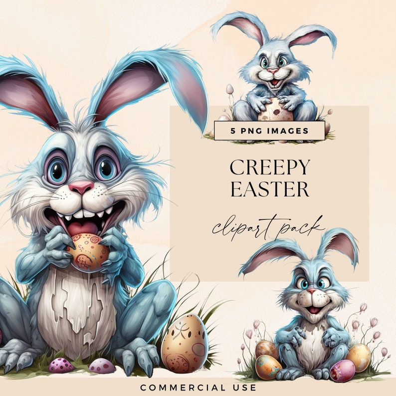 Creepy Easter PNG Clipart, Quirky Bunny Clip Art, Evil Rabbit Junk ...
