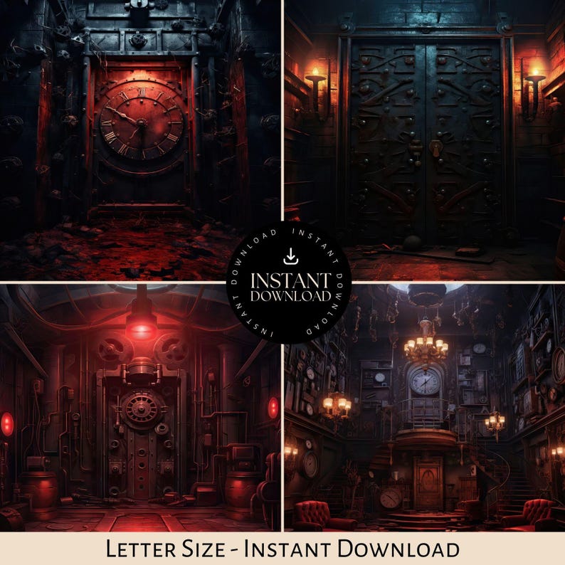 Basement Digital Backdrop, Escape Room Scene, Scrapbook, Red Grunge ...