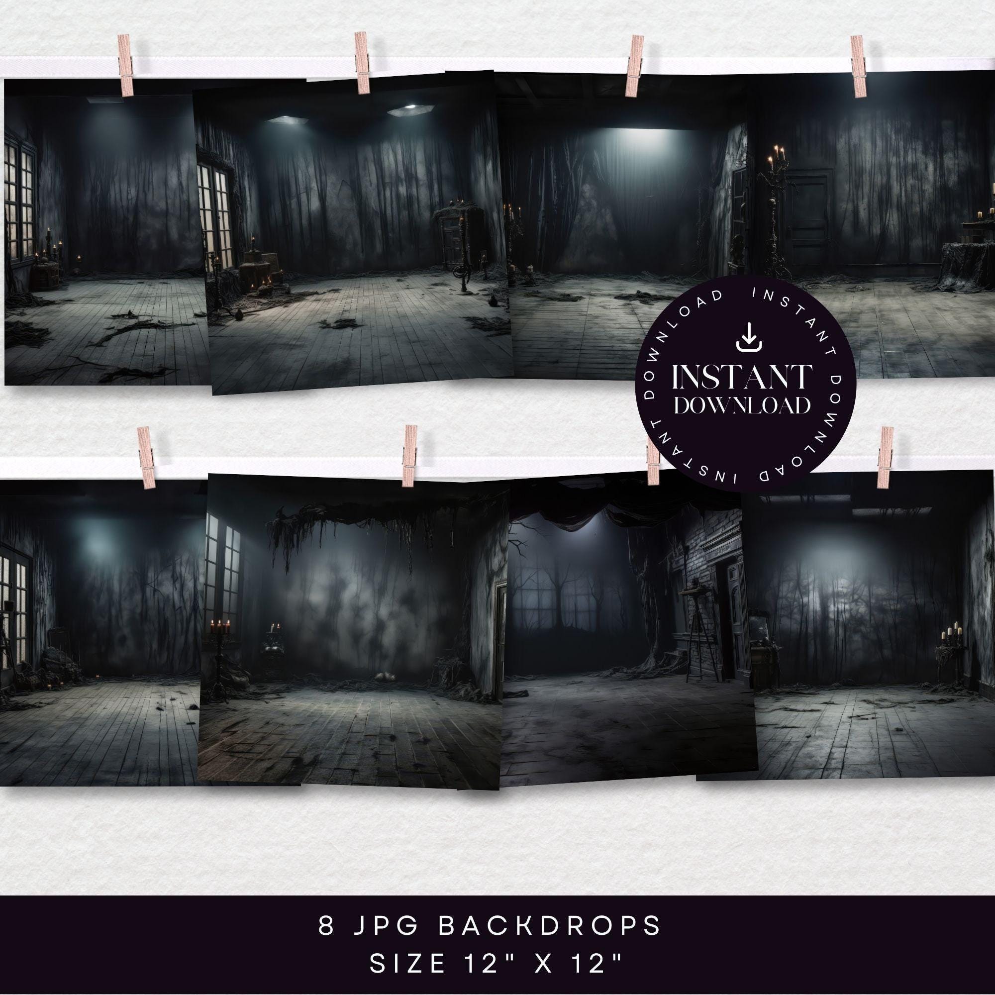 Creepy Room Backdrop, Dark Abandoned House Scene, Halloween Background, Haunted Junk Journal ...