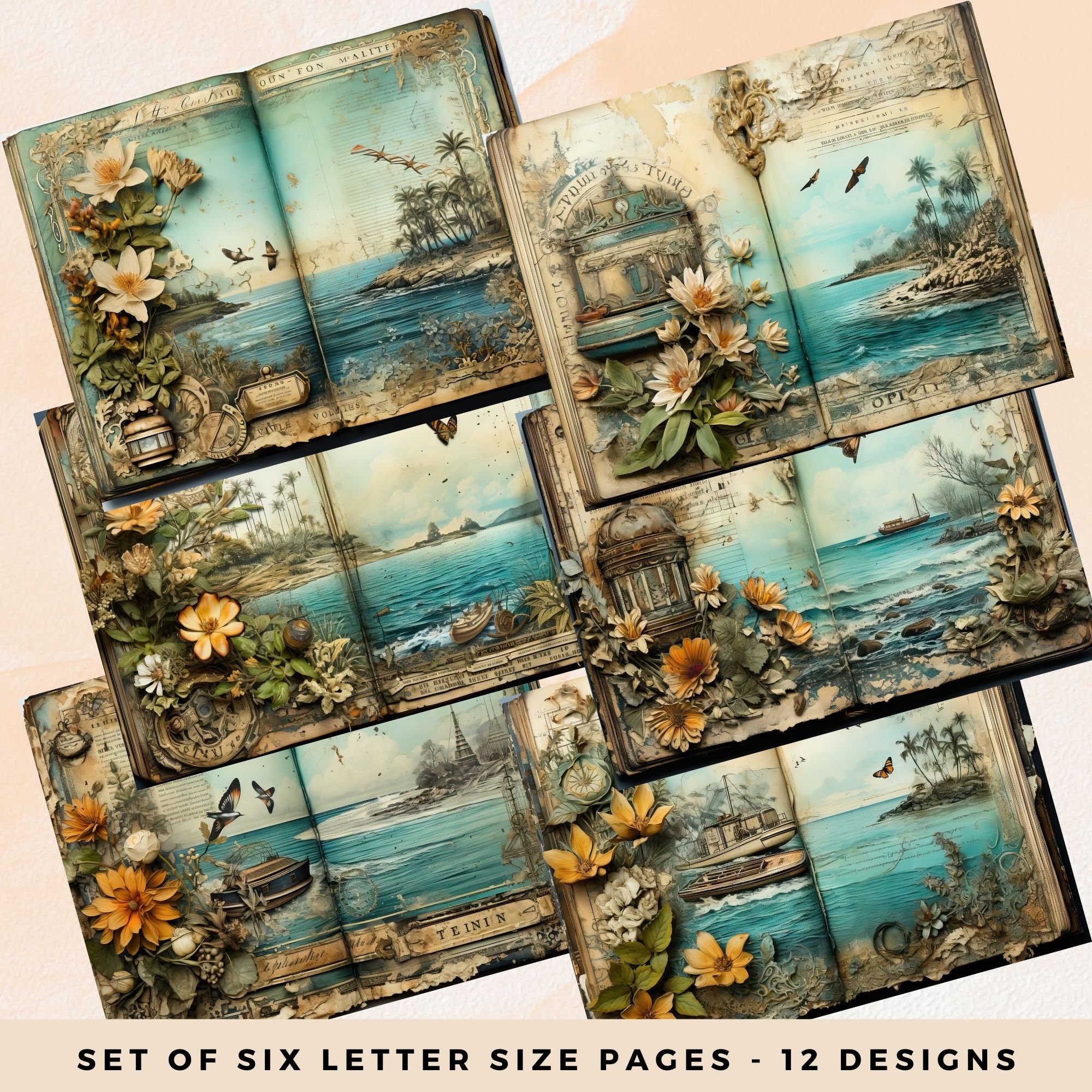 Beach Junk Journal Kit Digital Ocean Sailboat Paper - Etsy