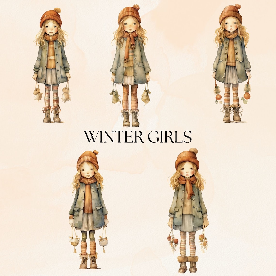 Winter Girl Clipart Pack, Transparent Pngs, Fashion Illustrations ...