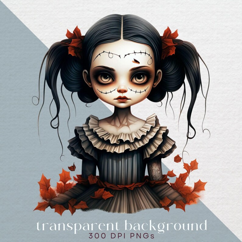 Halloween Doll Clipart, Transparent PNG, Scary Girl Invite Clip Art ...