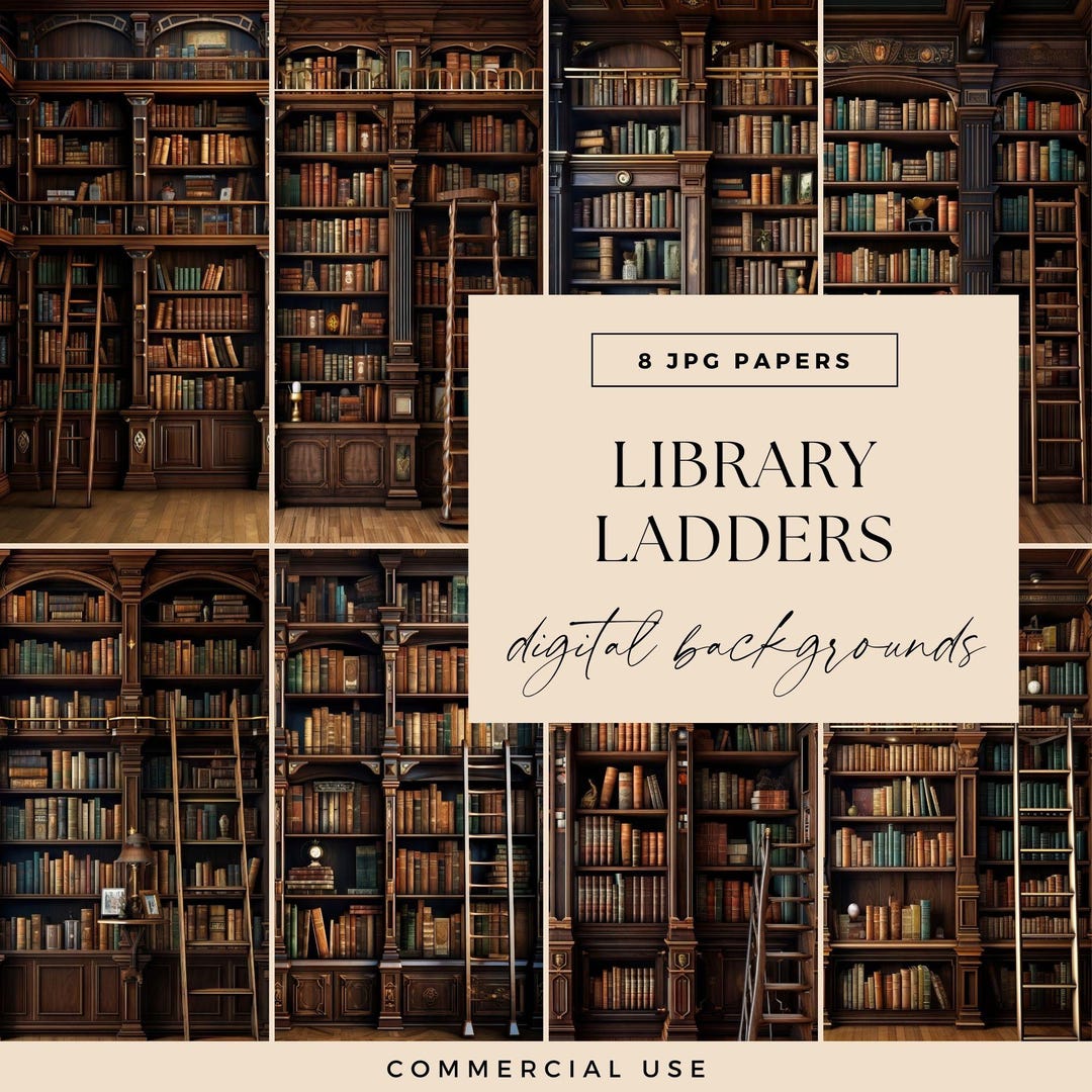 Library Digital Papers, Reading Room Printable, Scrapbooking, Book ...