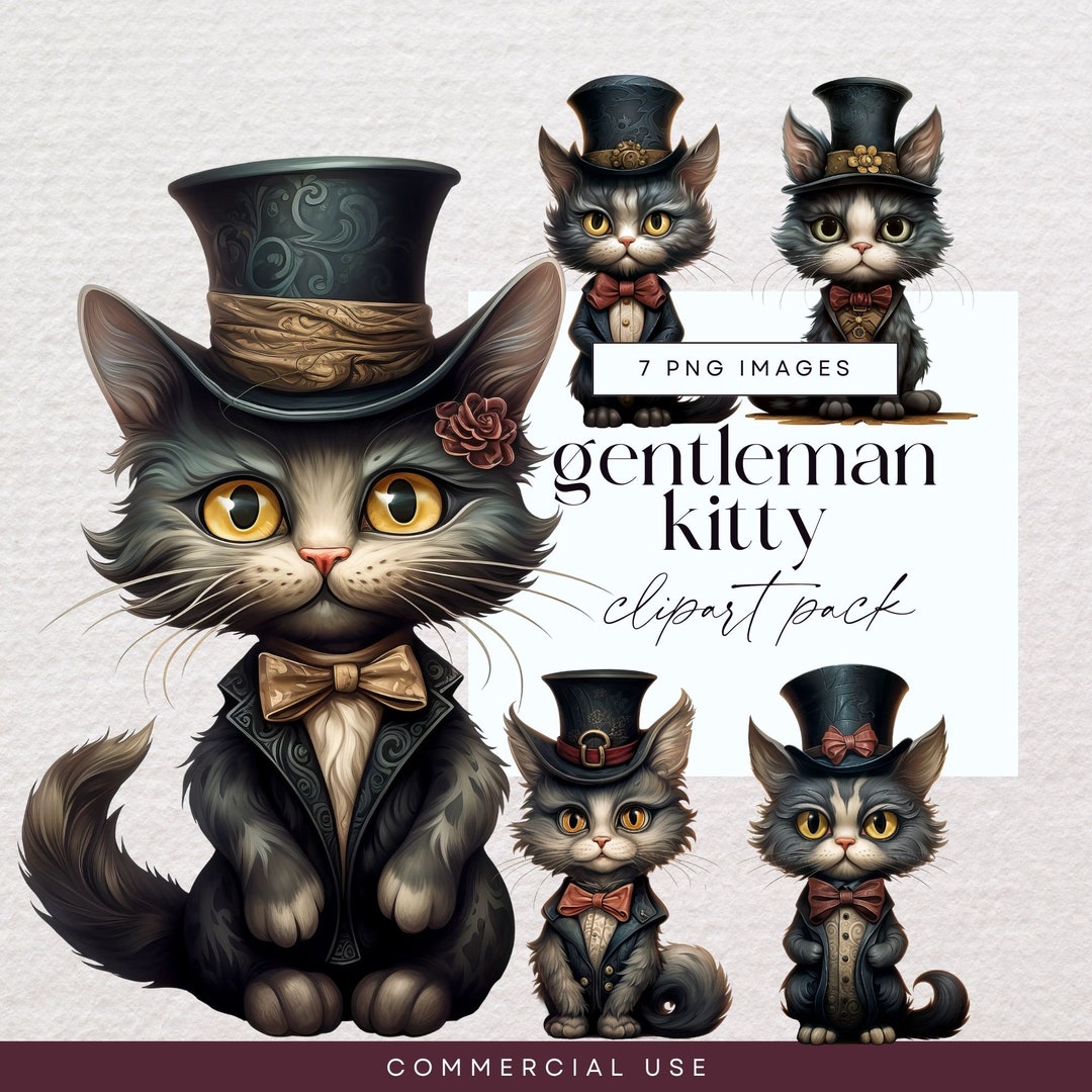 Quirky Cats Clipart, Transparent PNG, Cute Kittens Clip Art, Whimsical ...