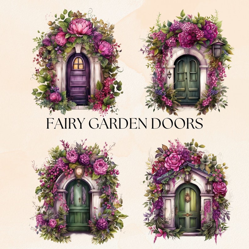 Fairy Door Clipart Bundle Secret Garden Clip Art Watercolour - Etsy