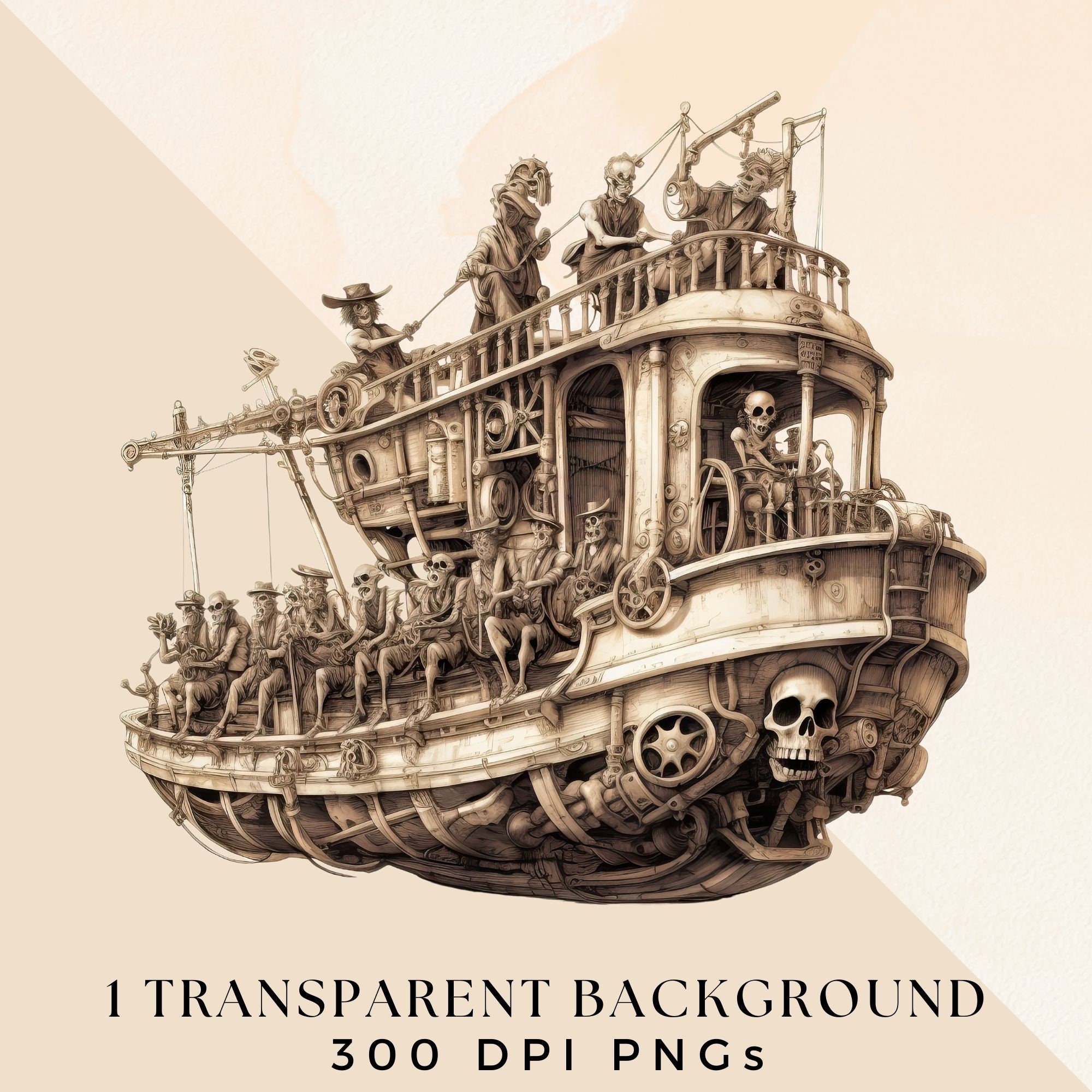 Gothic Skeleton Boat Clipart Haunted Ship Clip Art - Etsy