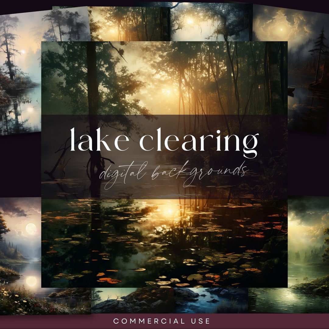 Lake Clearing Digital Backdrop, Nature Scene Background, Artist ...