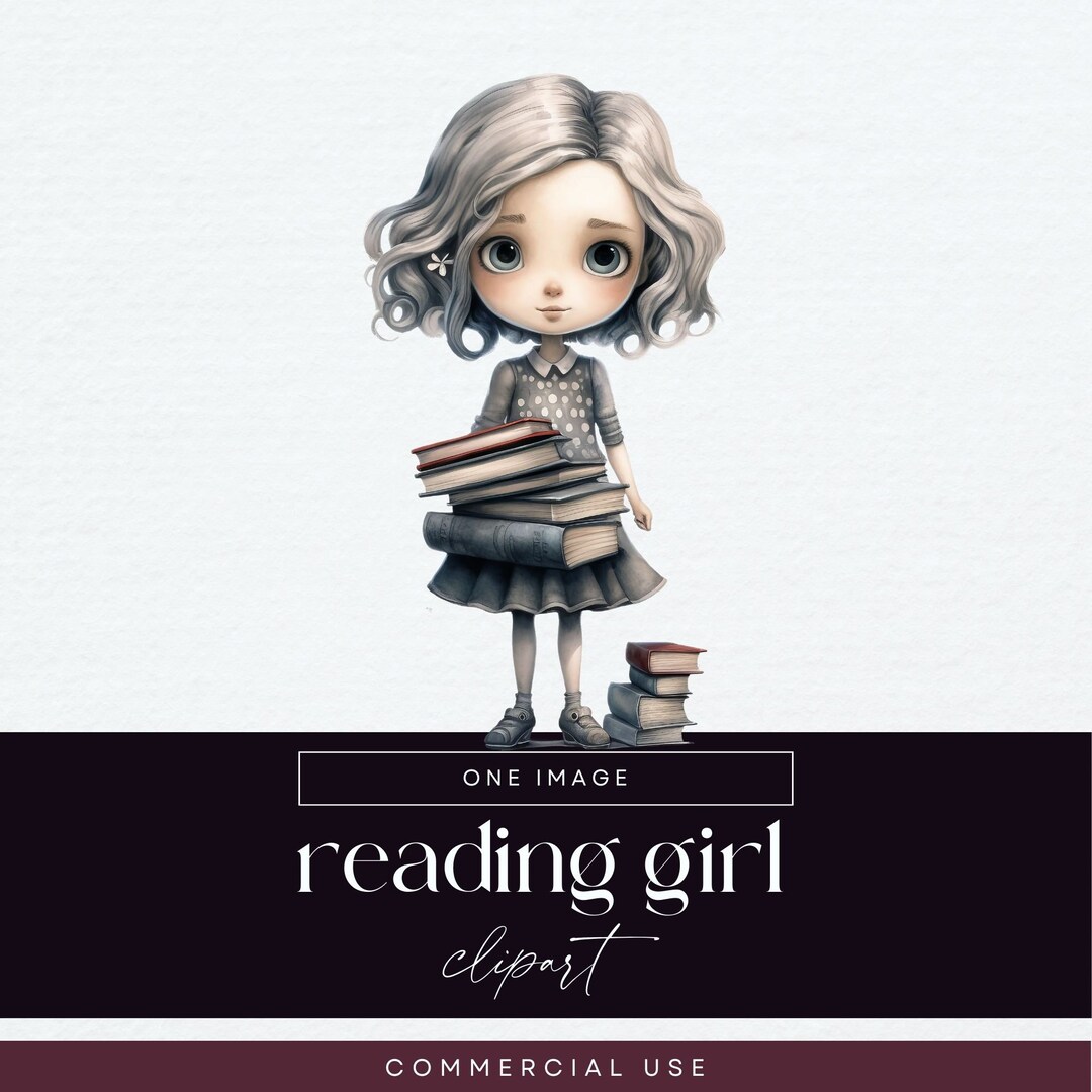 Book Pile Girl Clipart, Library Book Stack, Transparent Pngs, Reading ...