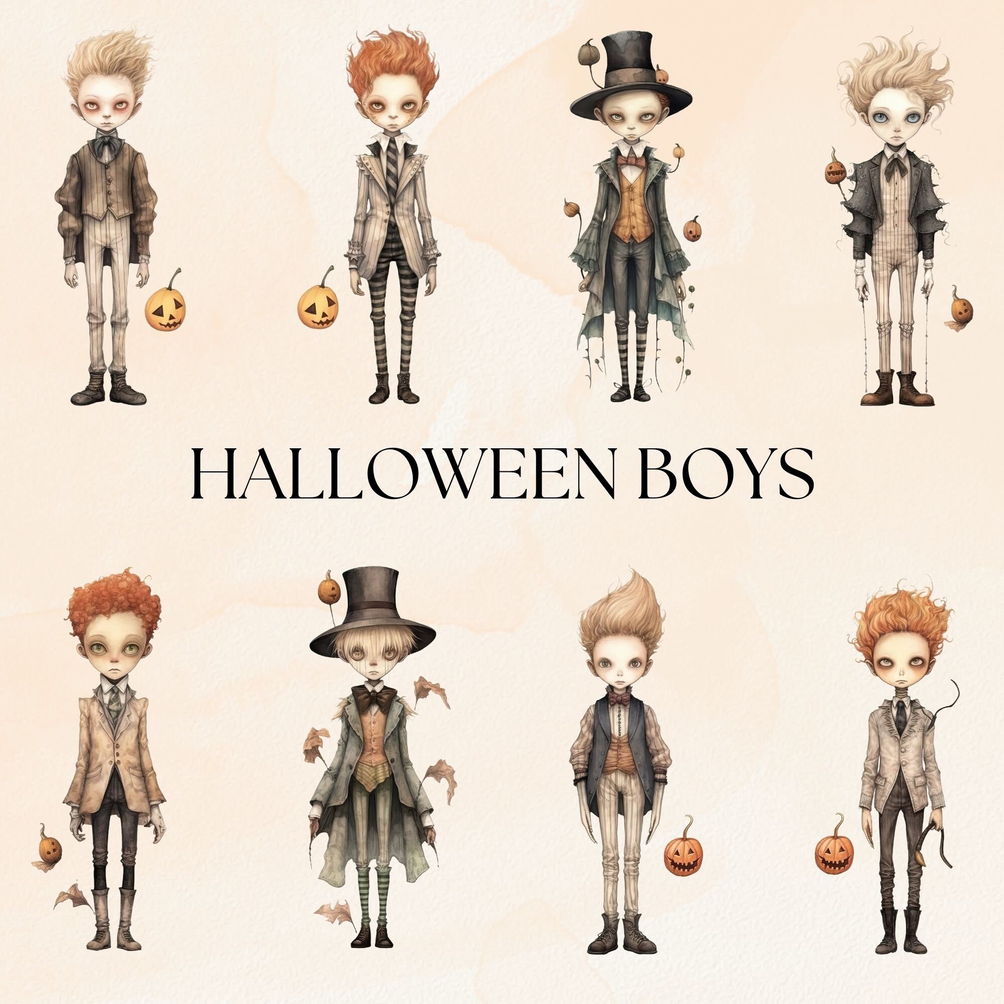 Halloween Characters Clipart Pack, Horror Creature CU, Junk Journal ...