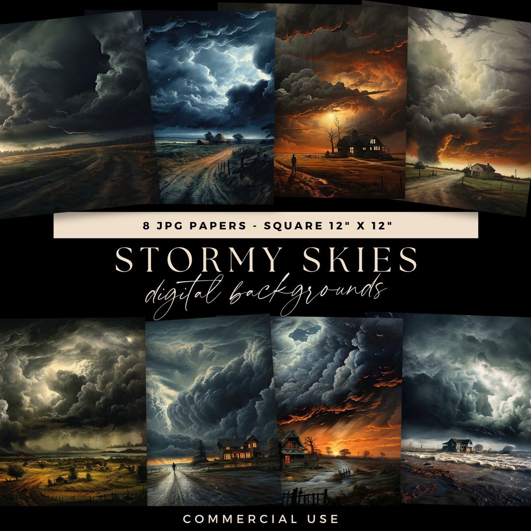 Night Sky Digital Backdrop, Vintage Storm Background, Country Side Junk ...