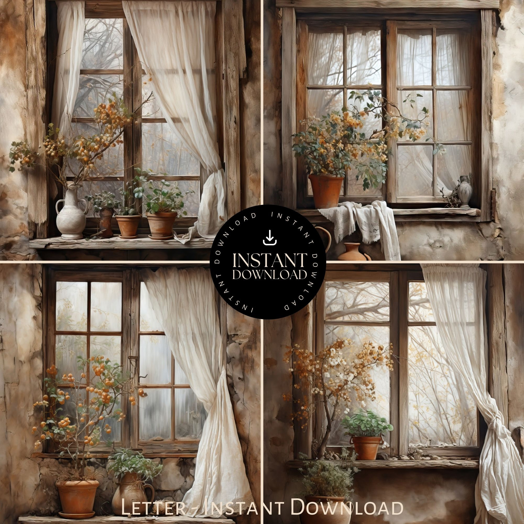 Rustic Vintage Windows Backgrounds INSTANT DOWNLOAD Grunge - Etsy