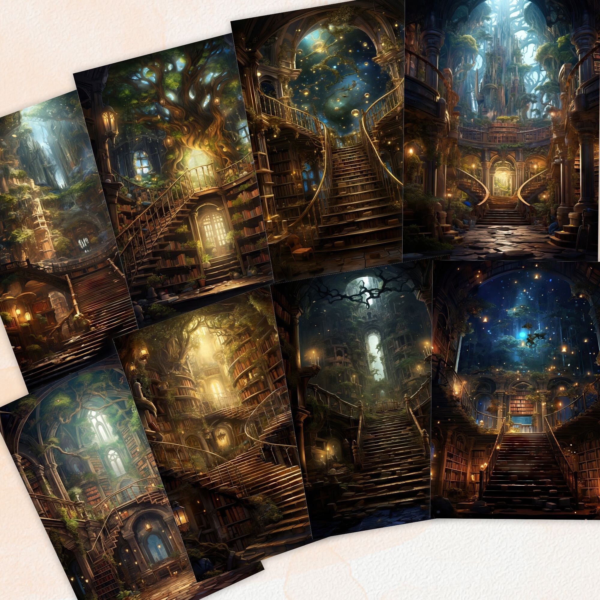 Fantasy Library Digital Papers, INSTANT DOWNLOAD, Book Lover Jpg 300 ...