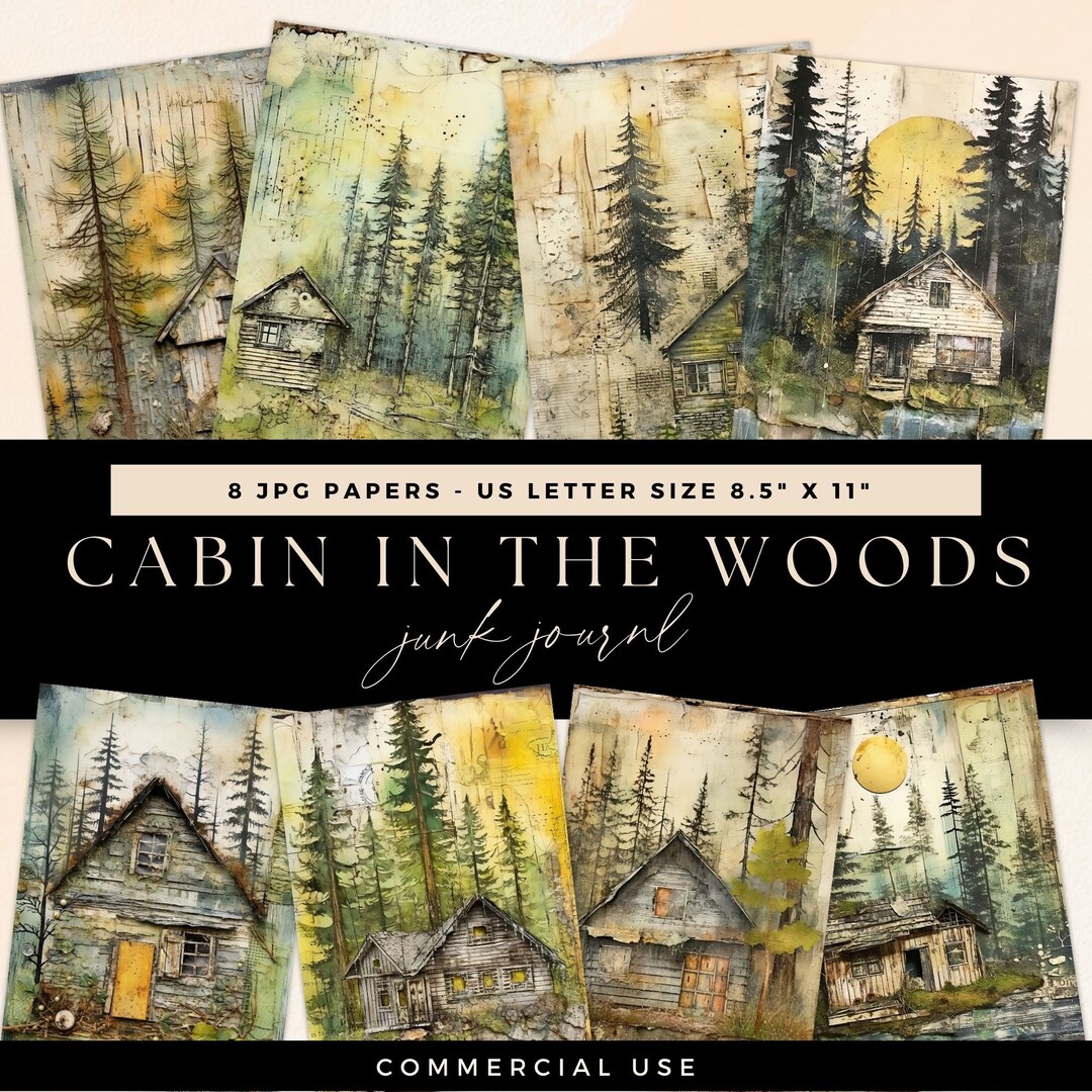 Forest Junk Journal Pages, Cabin in the Woods Papers, Digital DOWNLOAD ...