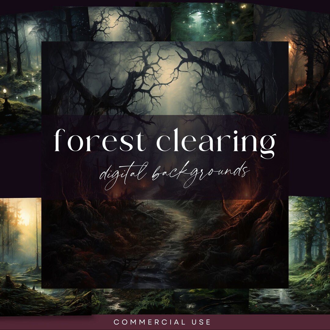 Forest Clearning Digital Backdrop, Nature Scene Background, Artist ...