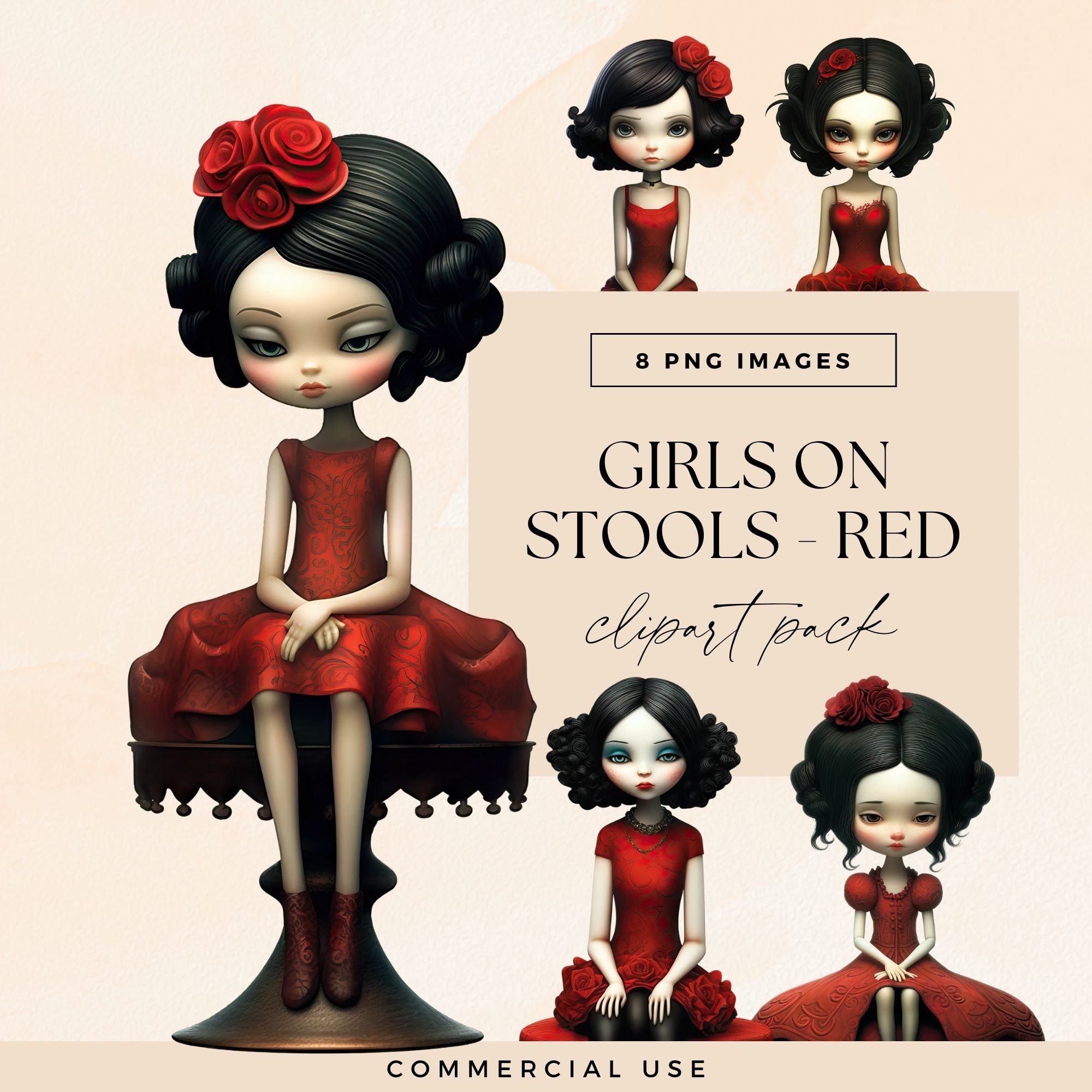 Gothic Doll Clipart, Transparent PNG, Creepy Girl Stool Clip Art, Junk ...