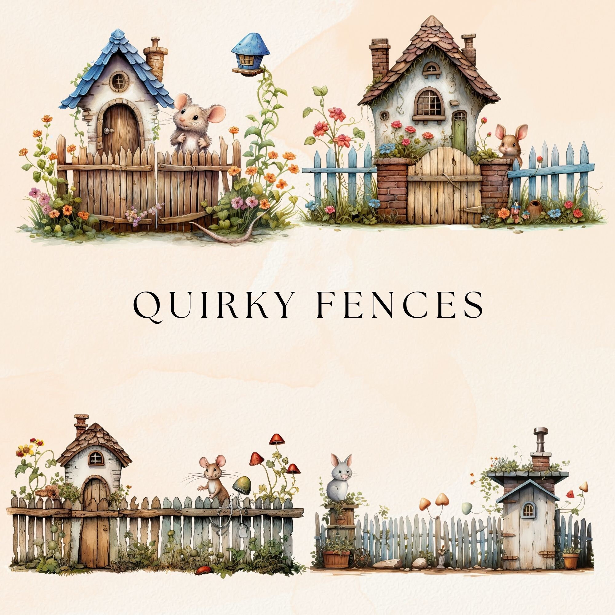 Spring Garden Fence Clipart, Transparent Pngs, Watercolor Cottage, Junk ...