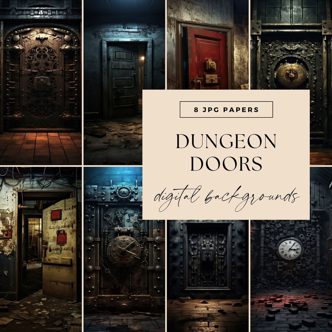 Dungeon Doors Digital Backdrop, Escape Room Scene, Scrapbook, Grunge ...