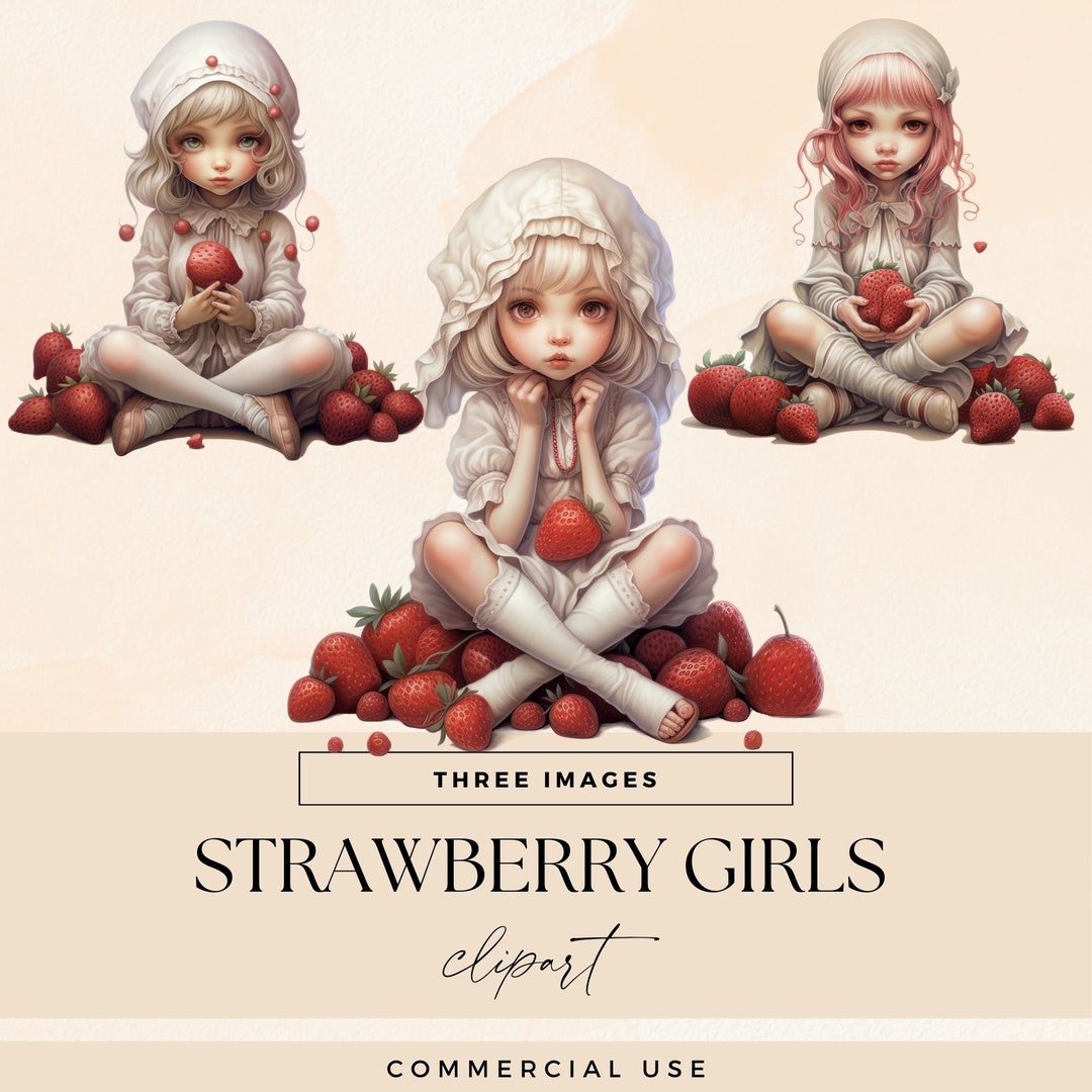 Strawberry Girl Clipart, Transparent PNG, Cute Fashion Girl, Botanical ...