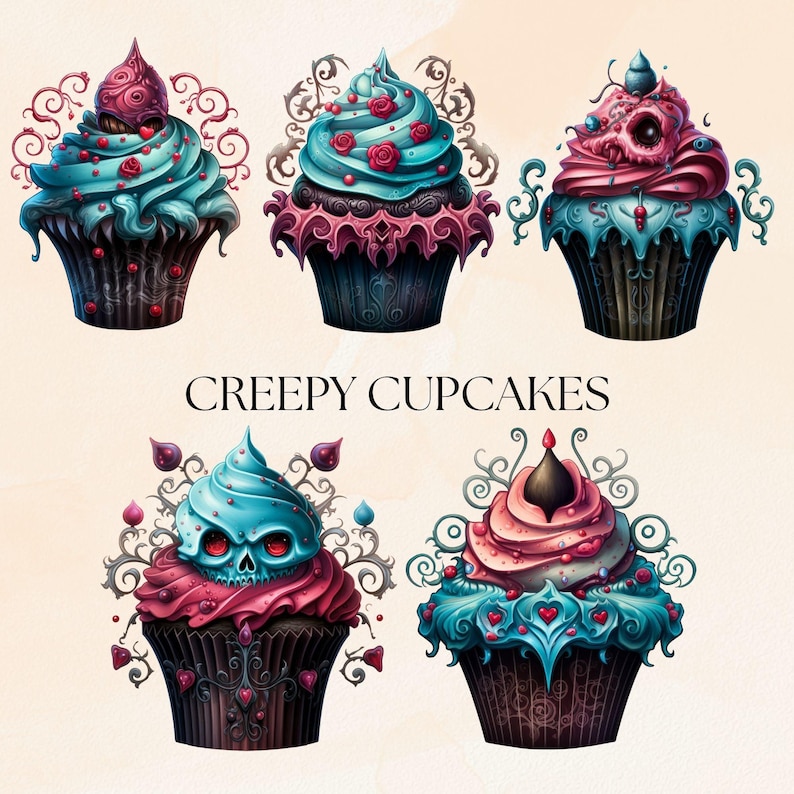 Gothic Birthday Cupcake Clipart, Transparent PNG, Creepy Party ...