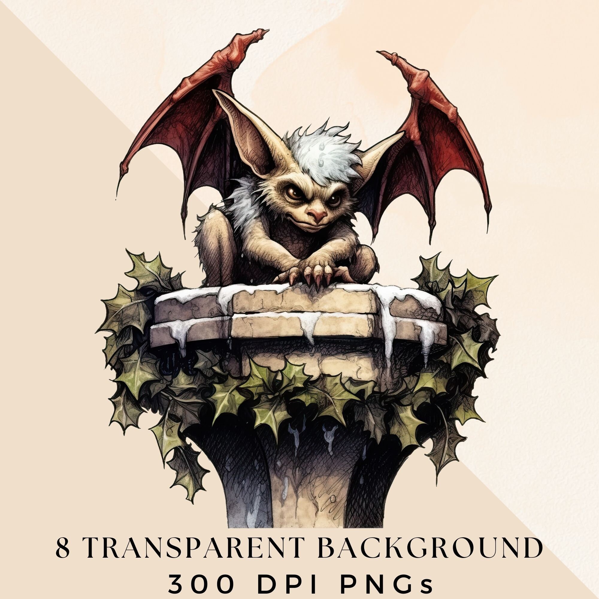 Gothic Christmas Clipart, Xmas Gargoyles Clip Art, Transparent, Dark ...