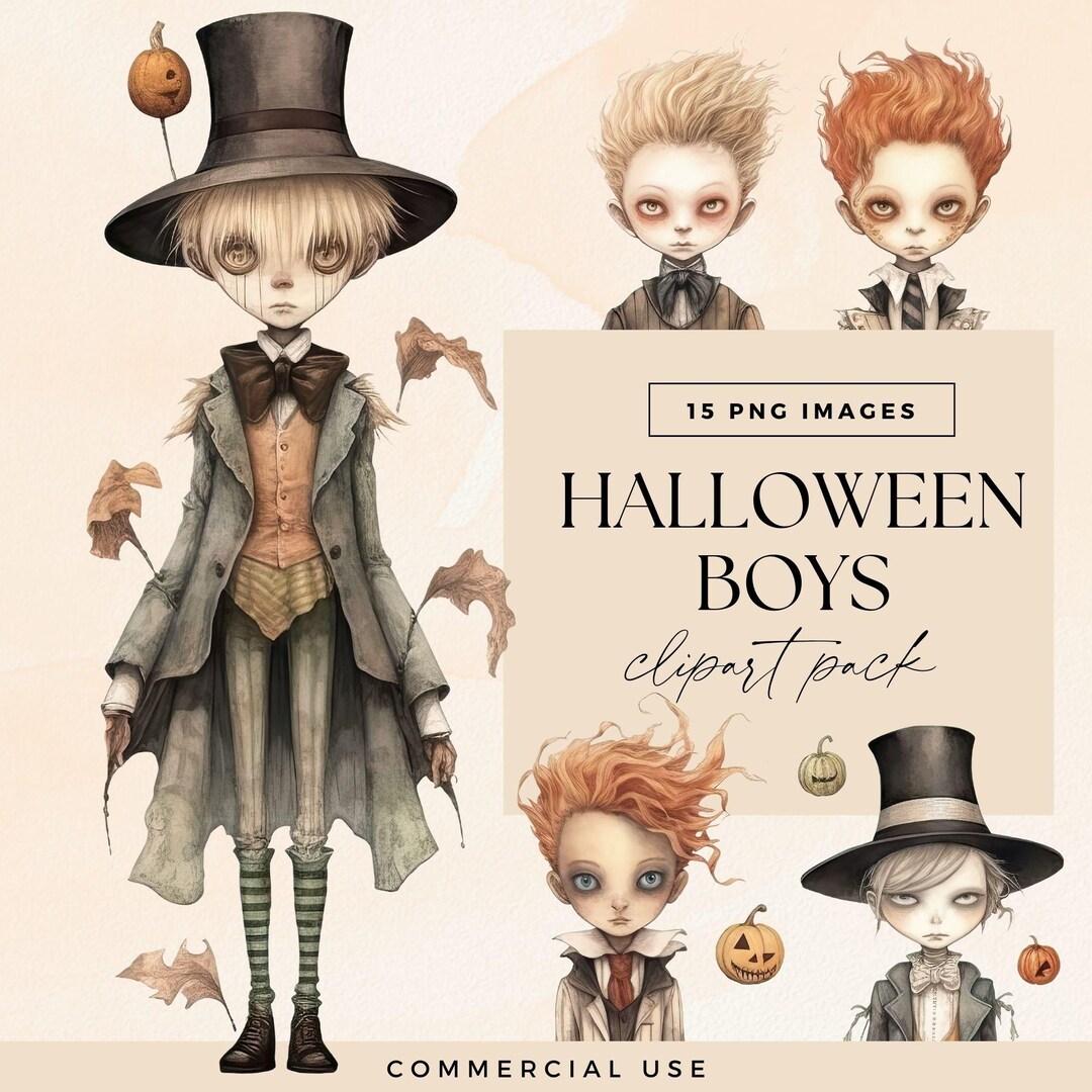 Halloween Characters Clipart Pack, Horror Creature CU, Junk Journal ...