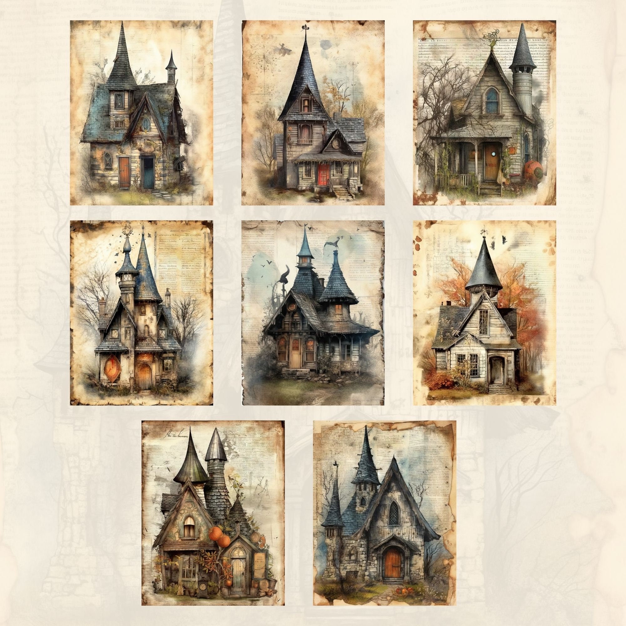 Creepy Haunted House Junk Journal, Old Vintage Manor Papers, Printable ...