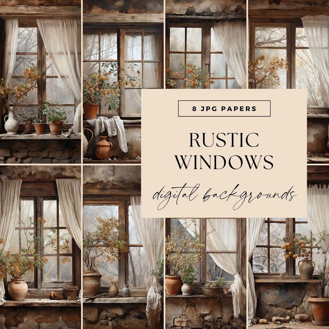 Rustic Vintage Windows Backgrounds, INSTANT DOWNLOAD, Grunge Papers ...