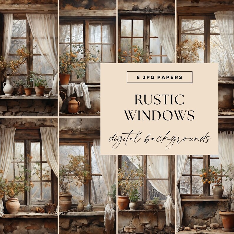 Rustic Vintage Windows Backgrounds INSTANT DOWNLOAD Grunge - Etsy
