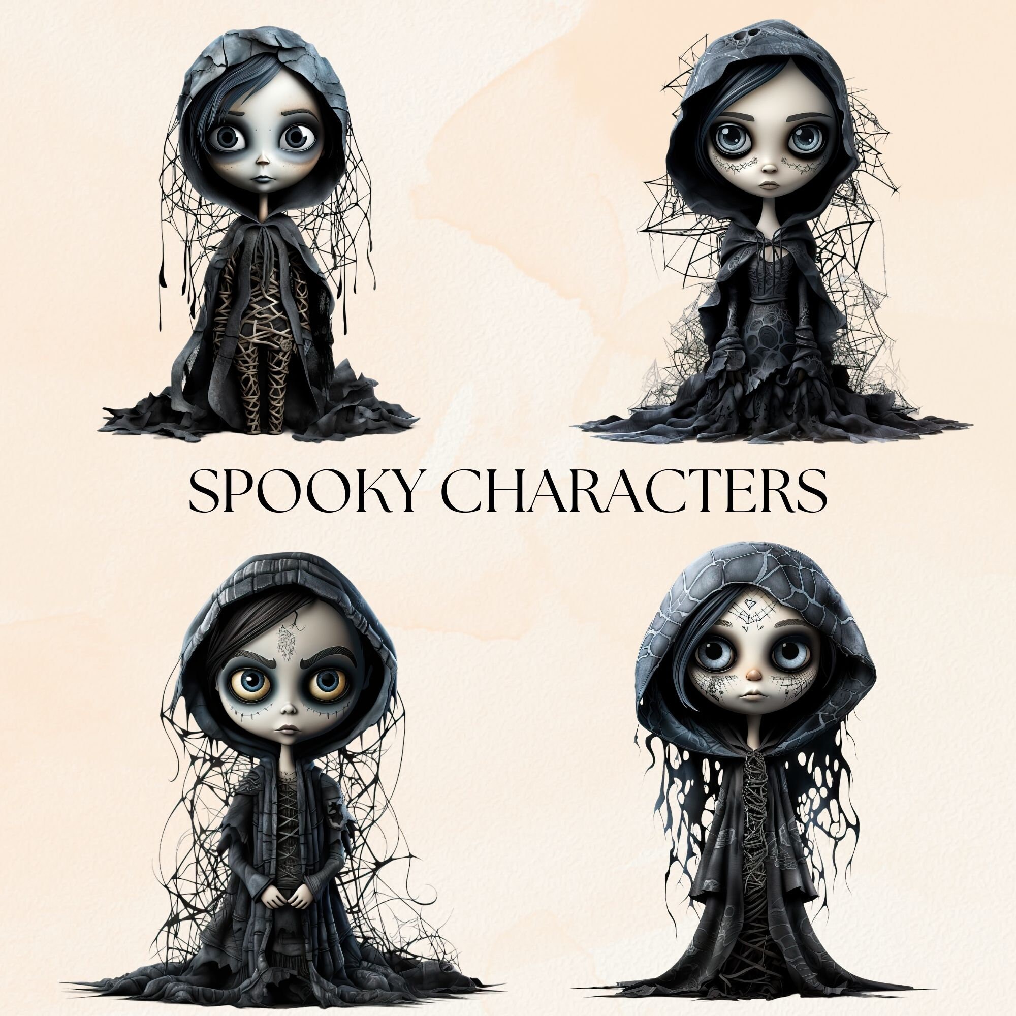 Cute Halloween Characters Clipart, Transparent Pngs, Trendy Spooky ...
