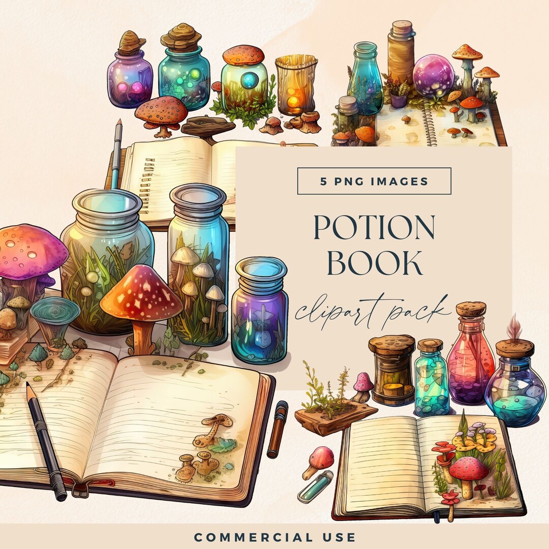 Potion Books Clipart, Mushroom Clip Art, Transparent Pngs, Commercial ...